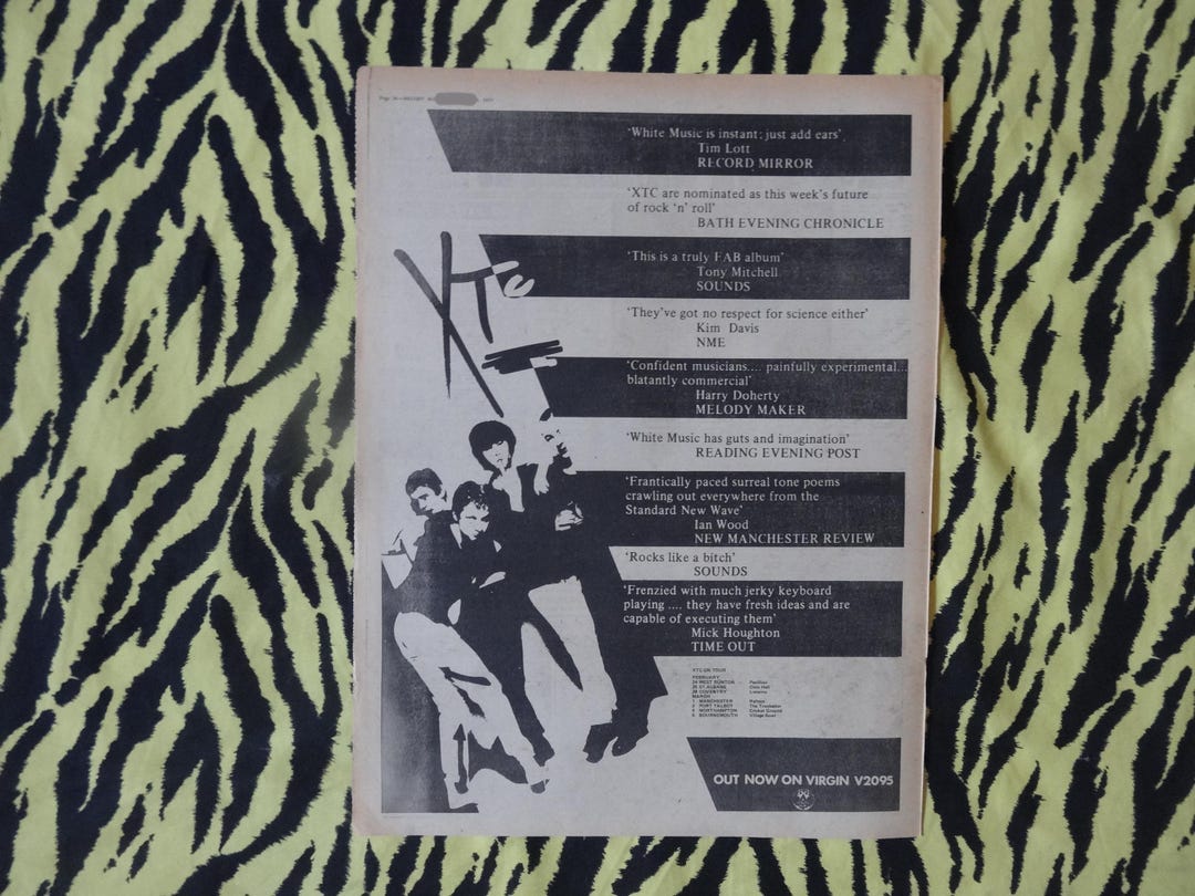 Original 1978 XTC Advert/poster, Rare Vintage Poster "white Music ...