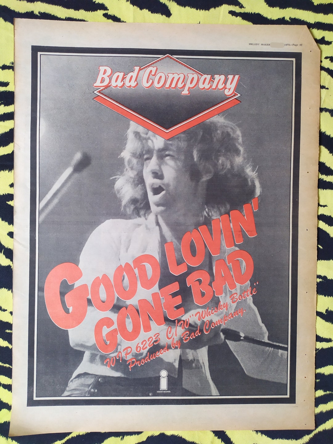 Original 1975 Bad Company Advert/poster, Rare Vintage Poster, Vintage ...