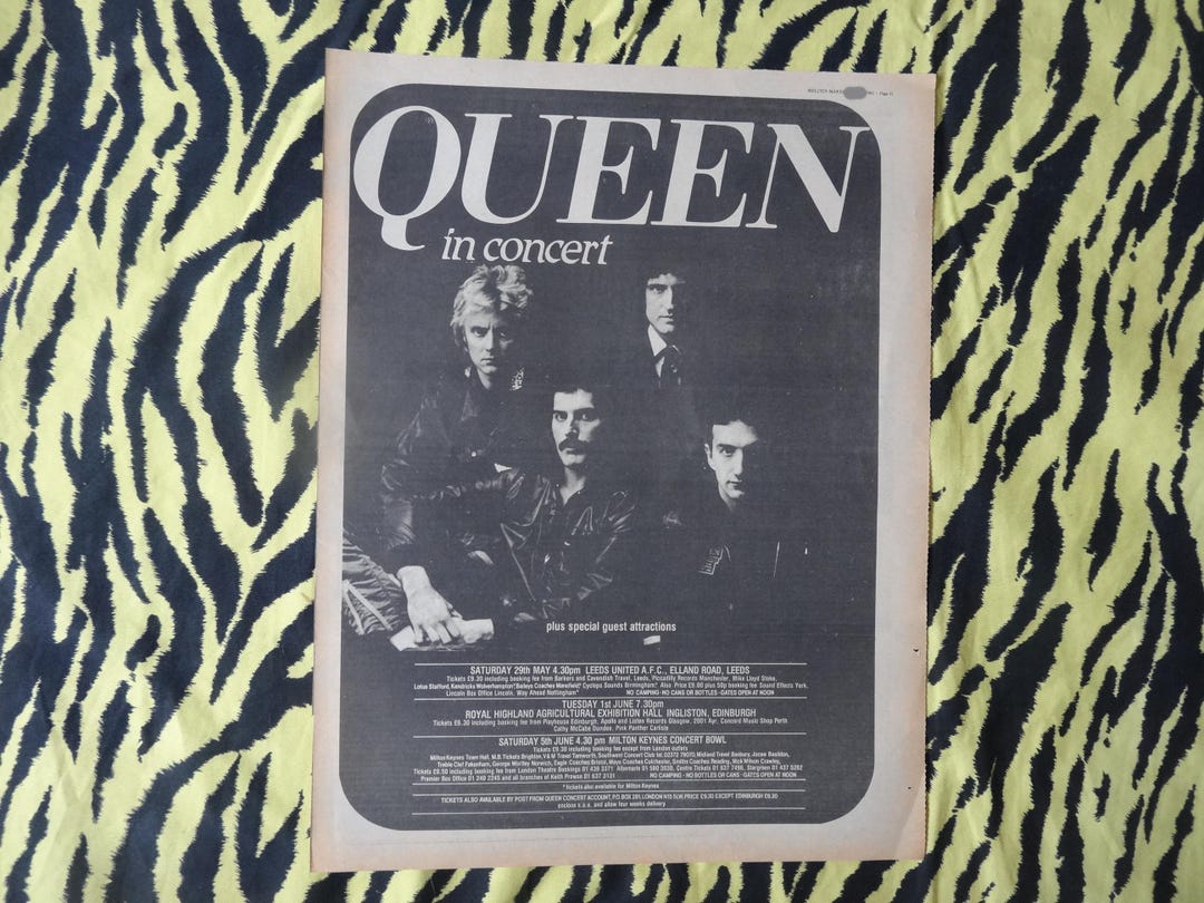 Original 1982 Queen Tour Advert/poster, Rare Vintage Poster, Queen "in ...