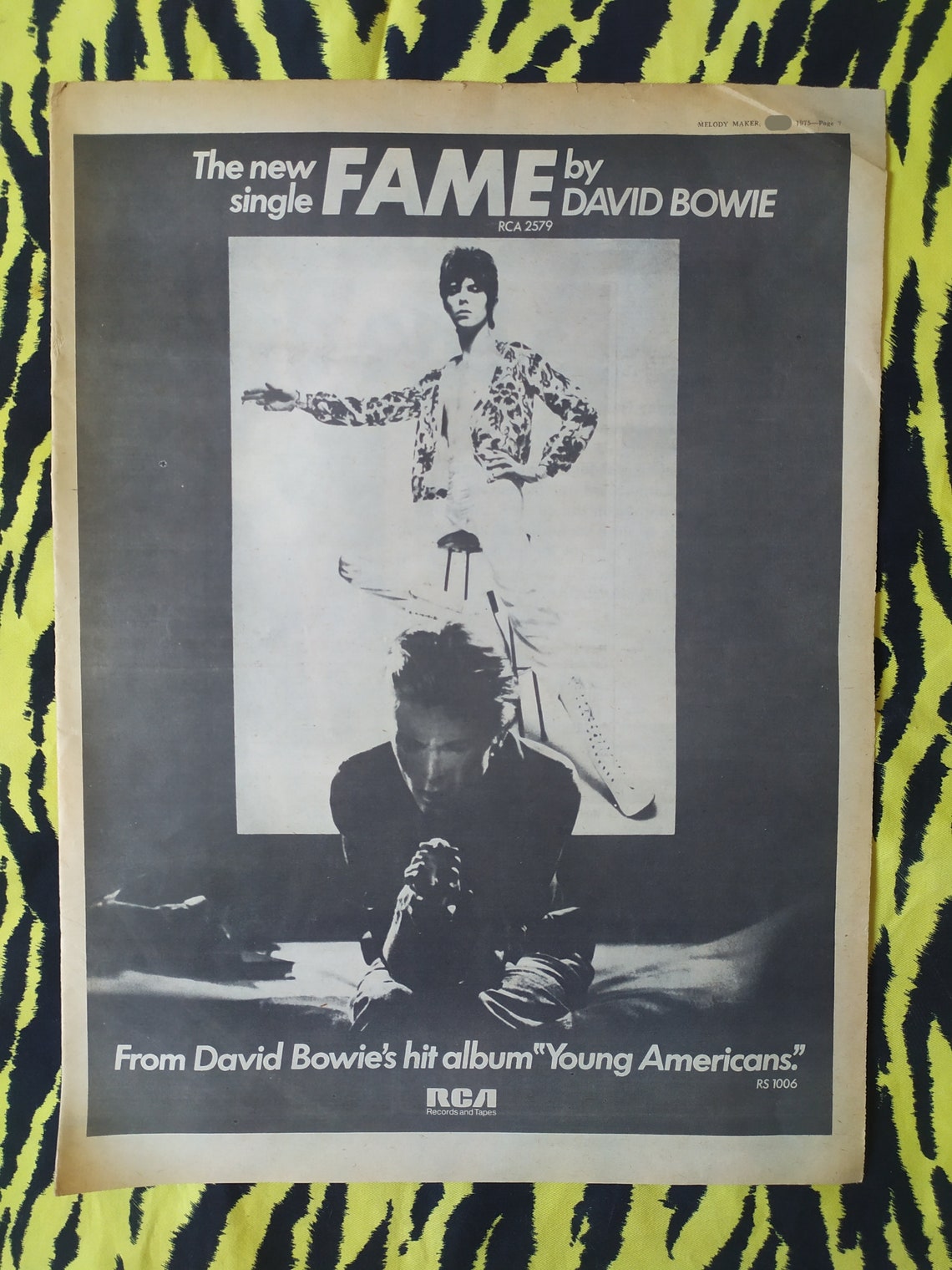Original 1975 David Bowie Advert/poster, Rare Vintage Poster, David ...