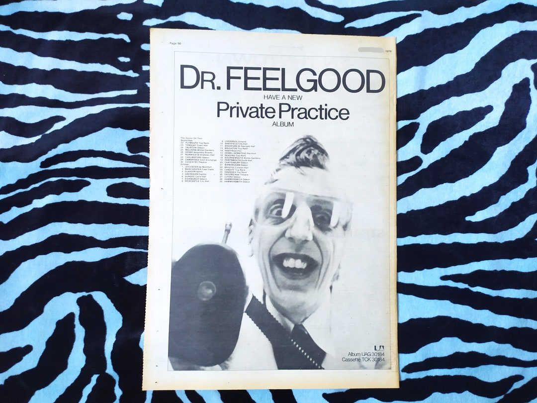 Original 1978 Dr. Feelgood Tour Advert/poster, Rare Vintage Poster "private Practice" Punk, New ...