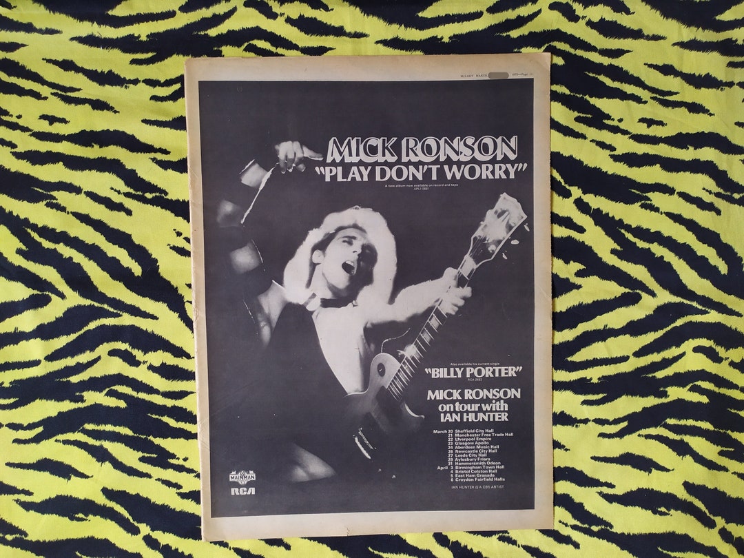 Original 1975 Mick Ronson Advert/poster, Rare Vintage Poster, Mick ...