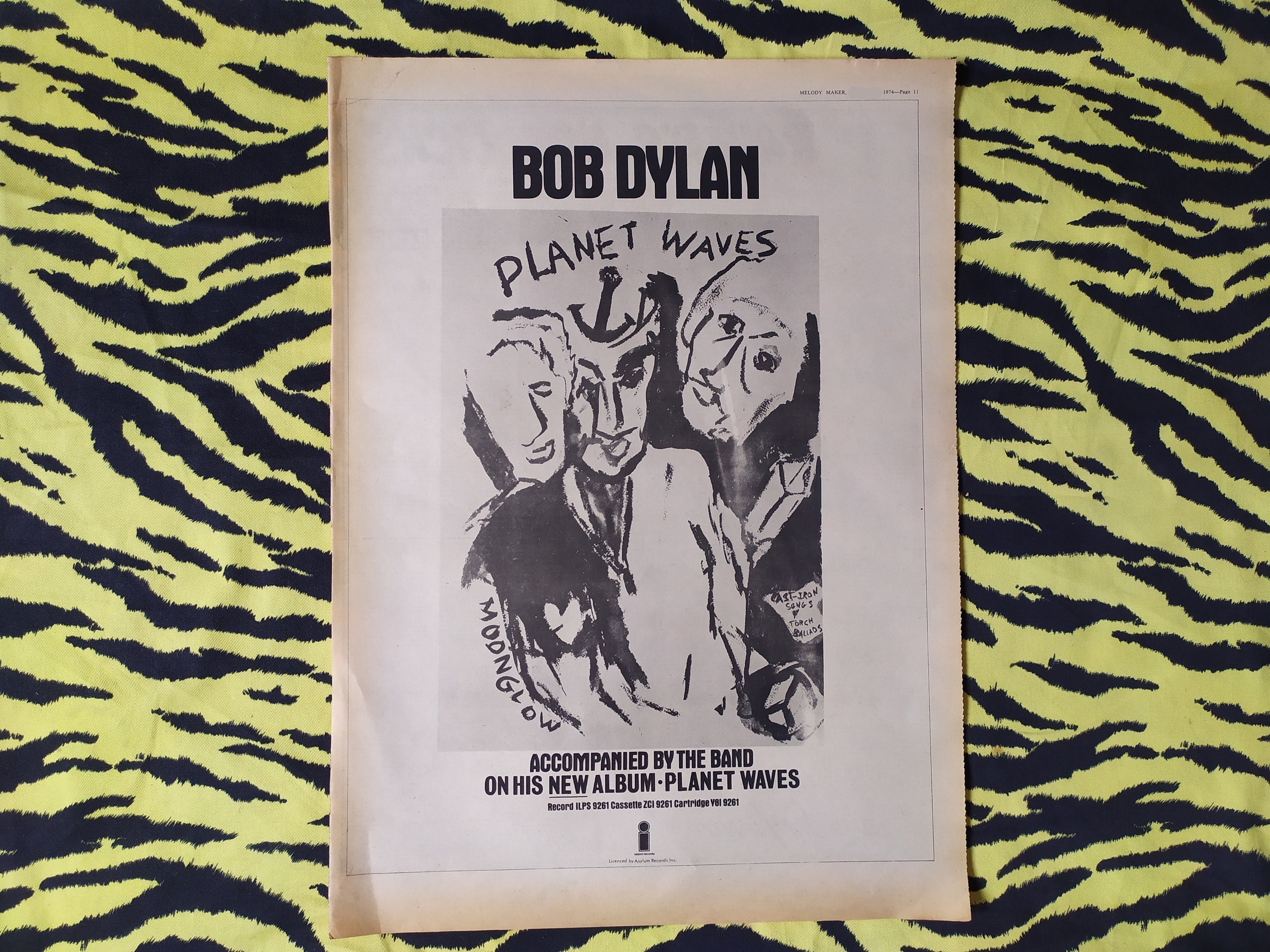 Original 1974 Bob Dylan Advert Poster, Rare Vintage Poster, Bob Dylan ...