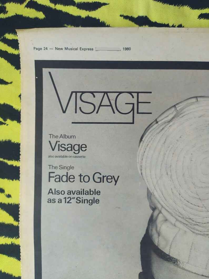 Original 1980 Visage Advert/poster, Rare Vintage Poster "fade to Grey ...