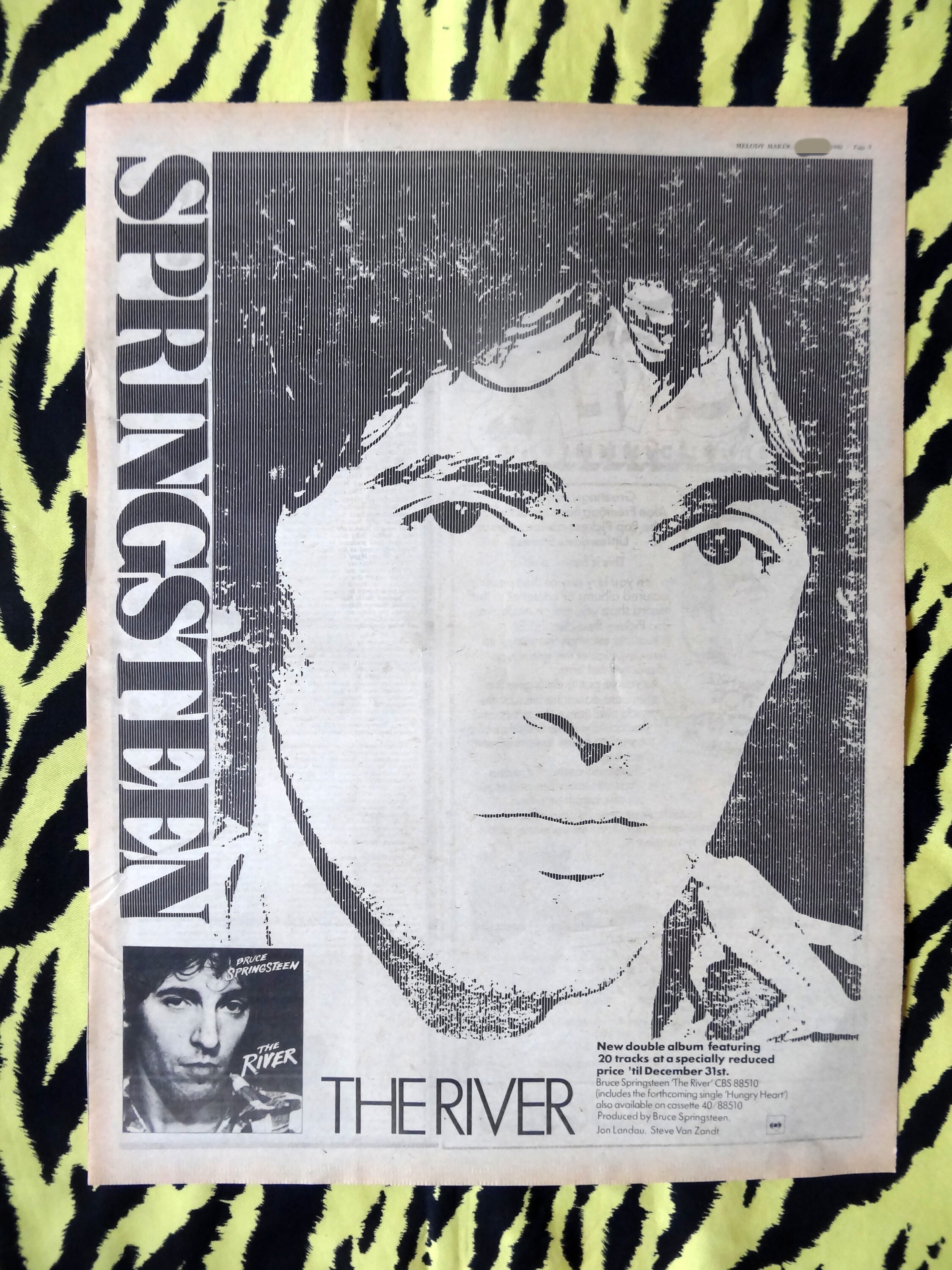 Original 1980 Bruce Springsteen Advert/poster, Rare Vintage Poster ...