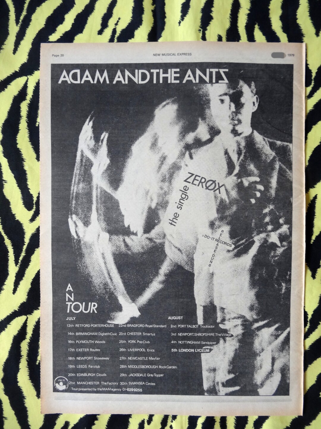 Original 1979 Adam and the Ants Tour Advert/poster, Rare Vintage Poster ...