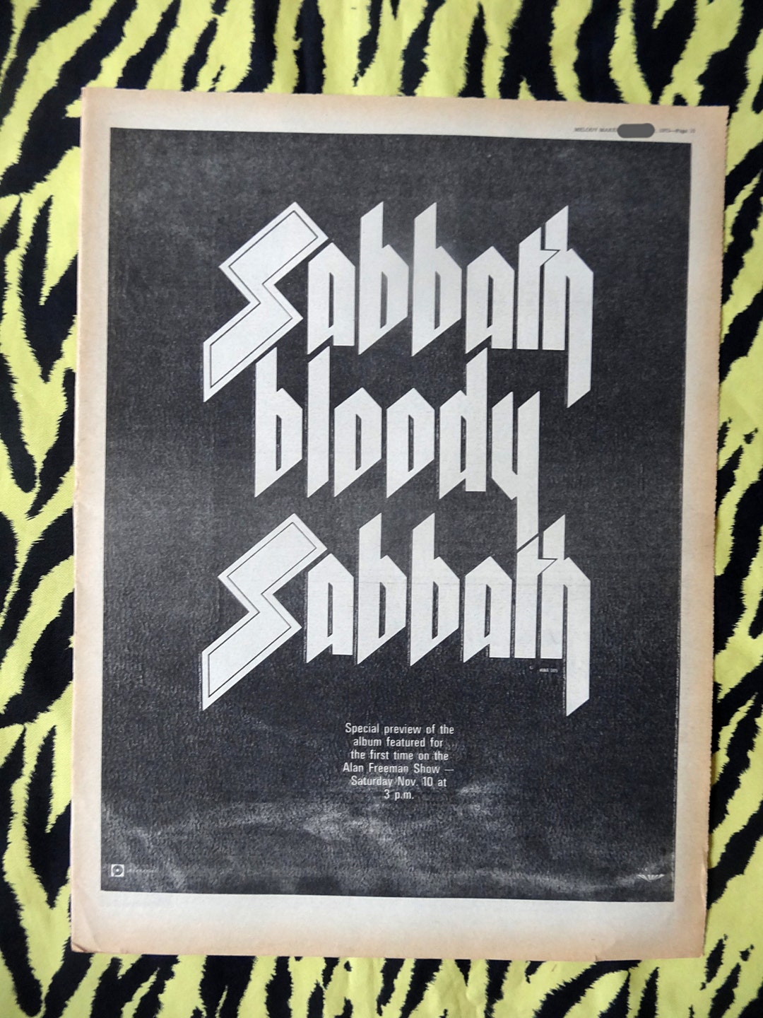 Original 1973 Black Sabbath Advert/poster, Rare Vintage Poster ...
