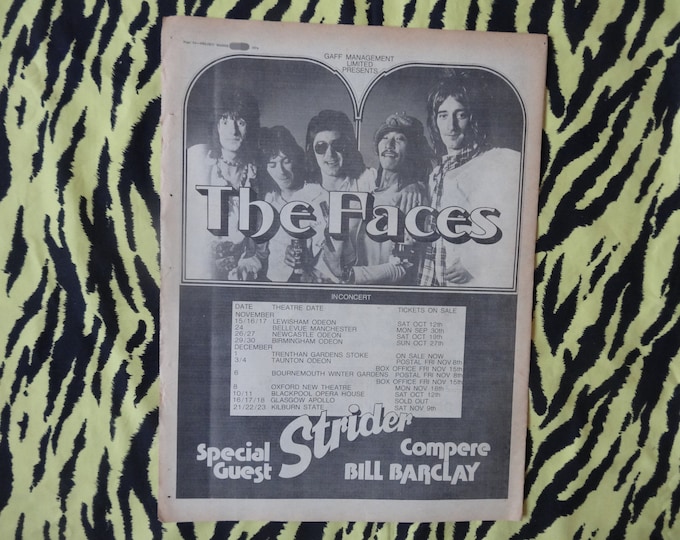 Original 1973 FACES Tour Advert/poster, Rare Vintage Poster "uk Tour ...