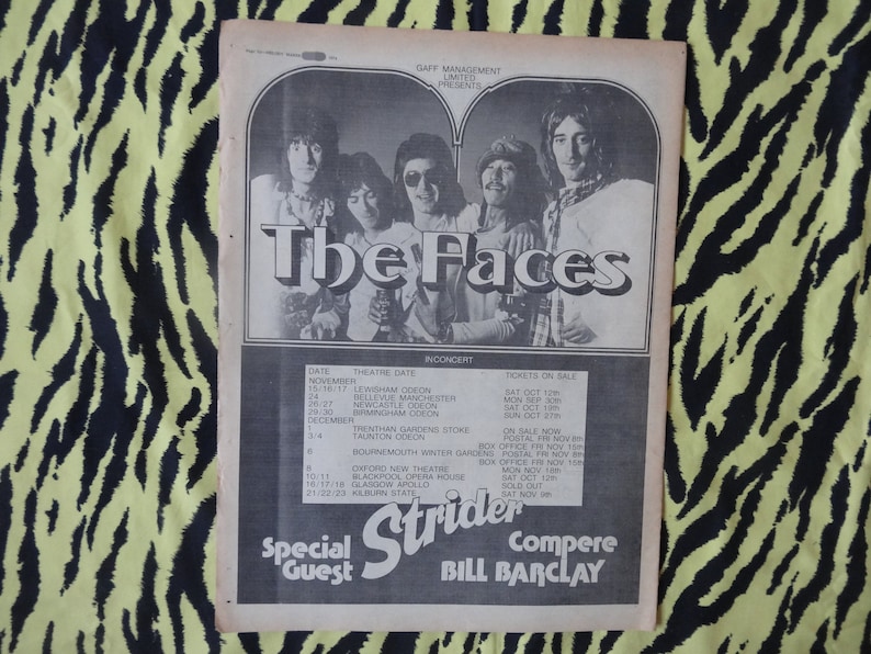 Original 1974 FACES Tour Advert/poster, Rare Vintage Poster "uk Tour ...