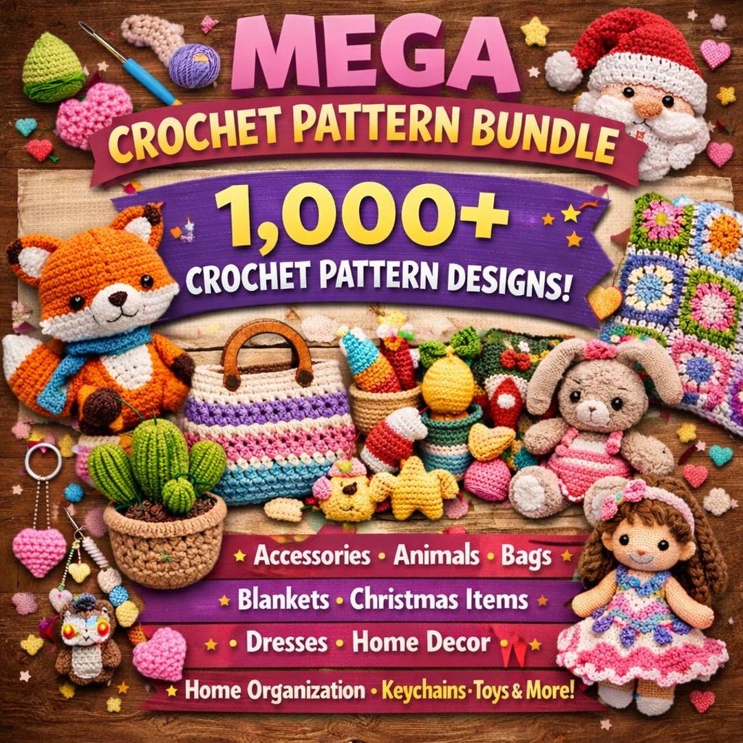 1000+ Crochet Pattern Bundle | Amigurumi, Blankets, Bags & Toys PDF ...
