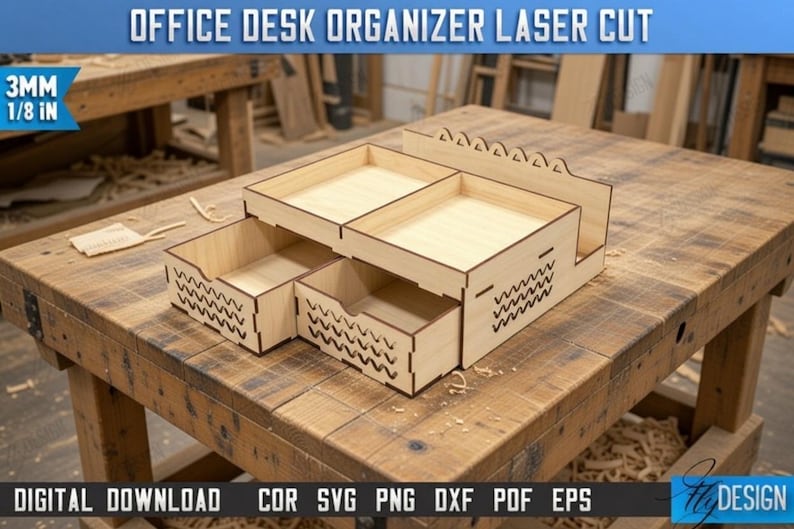 250+ Office Organizer SVG DXF CDR Bundle | Laser Cut Desk Organizer ...