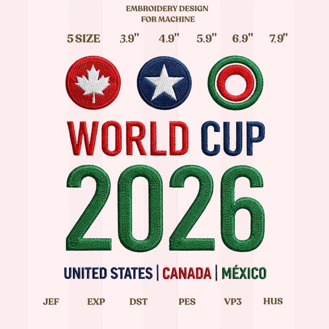 World Cup 2026 Embroidery Design, United States Canada Mexico Soccer ...