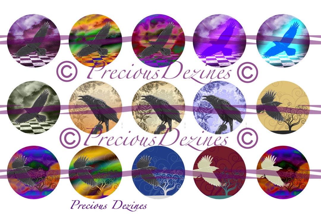 Raven Collage Sheet for Making Epoxy Cabs, DIY Jewelry, Pendants ...