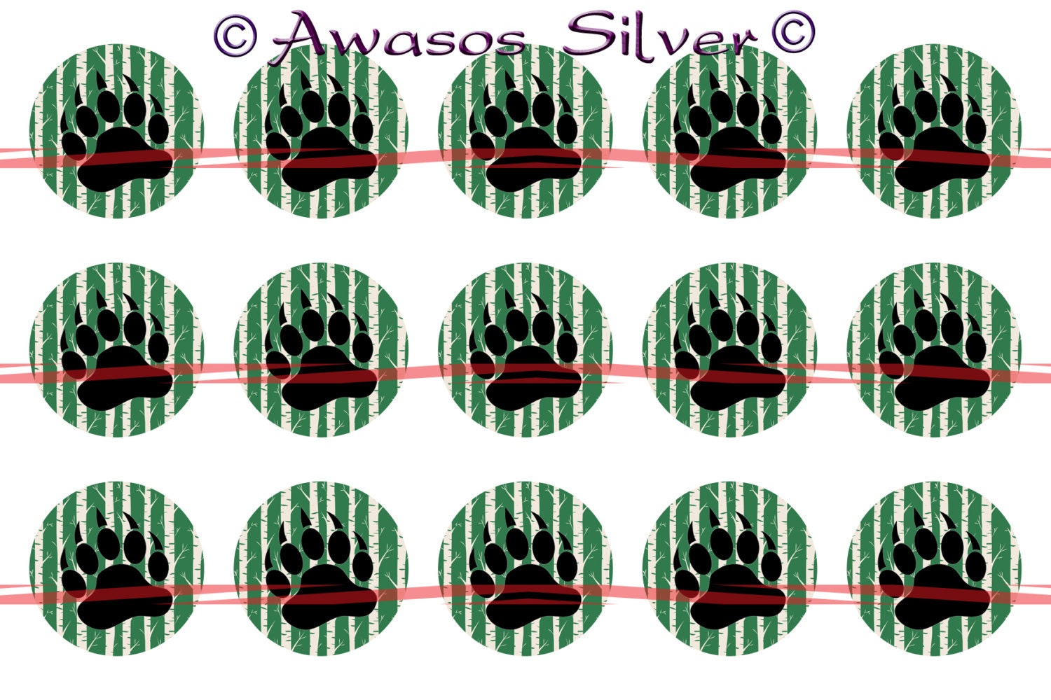 Bear Prints #11 Collage Sheet for Making Epoxy Cabs, DIY Jewelry ...