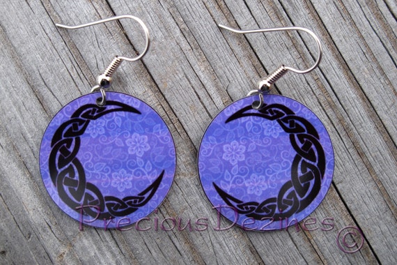 Celtic Moon Design Earrings. High Quality Image Printed on | Etsy
