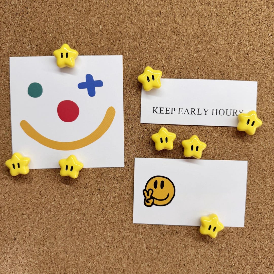 Yellow Star Pushpins, Cartoon Wall Decor, Message Board Thumbtacks - Etsy