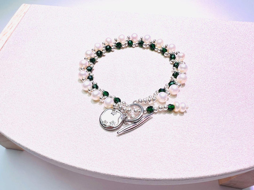 Viola Bennet Moonlit White Elegant Freshwater Green Pearl and Crystal ...