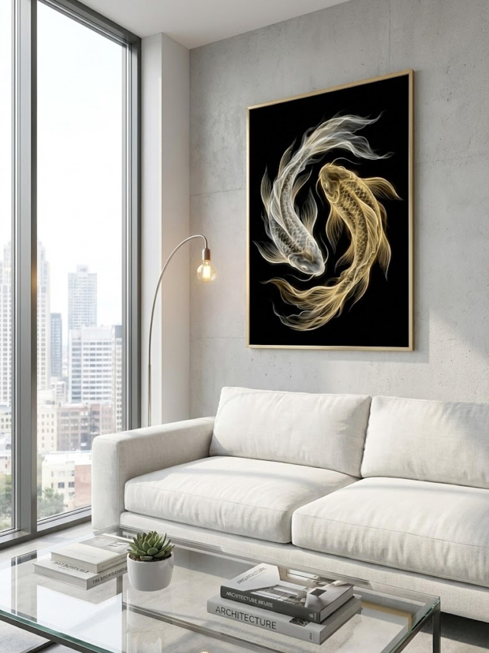 Yin Yang Koi Fish Art Print, Zen Feng Shui Decor (digital Download) - Etsy
