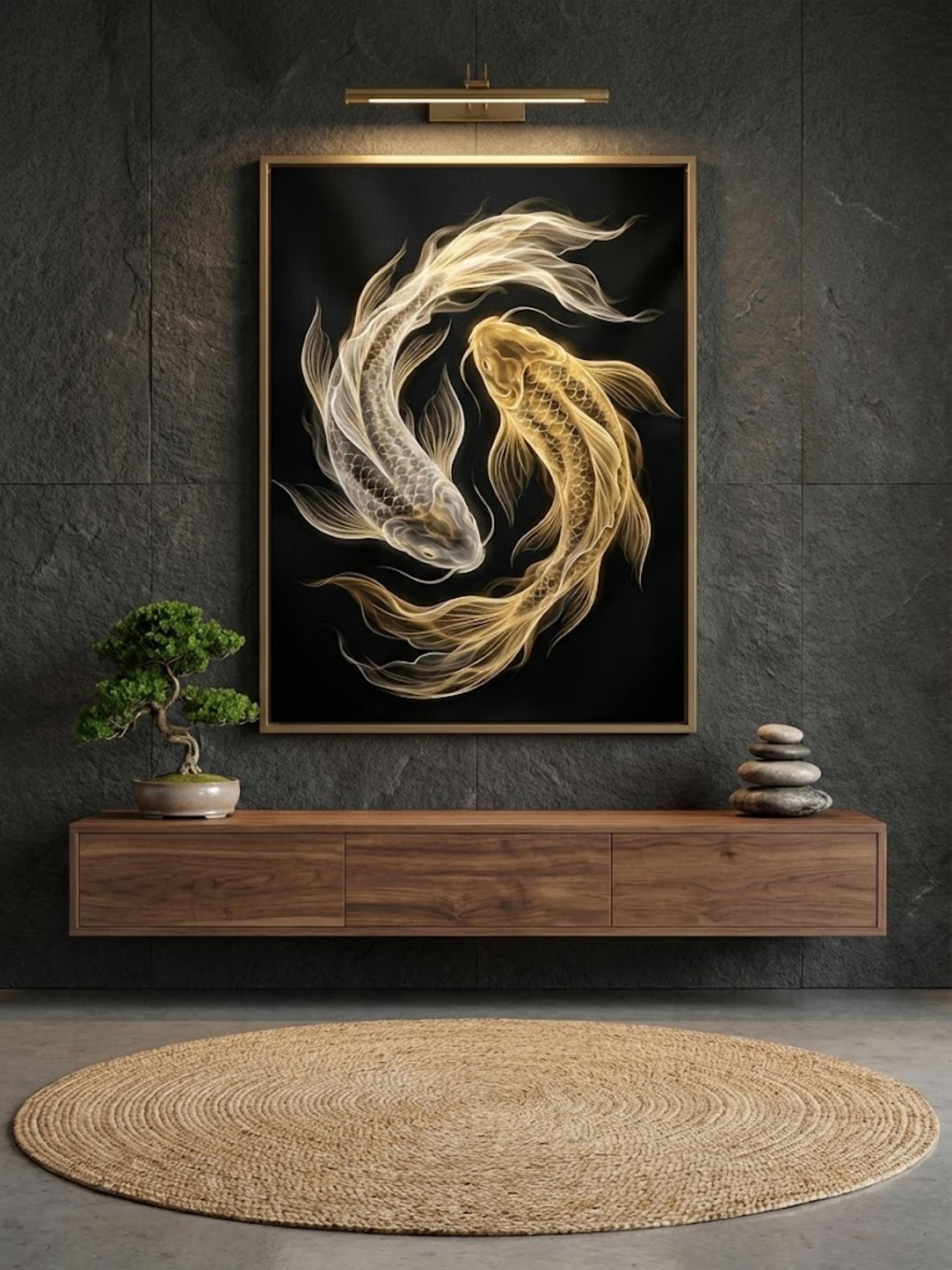 Yin Yang Koi Fish Art Print, Zen Feng Shui Decor (digital Download) - Etsy