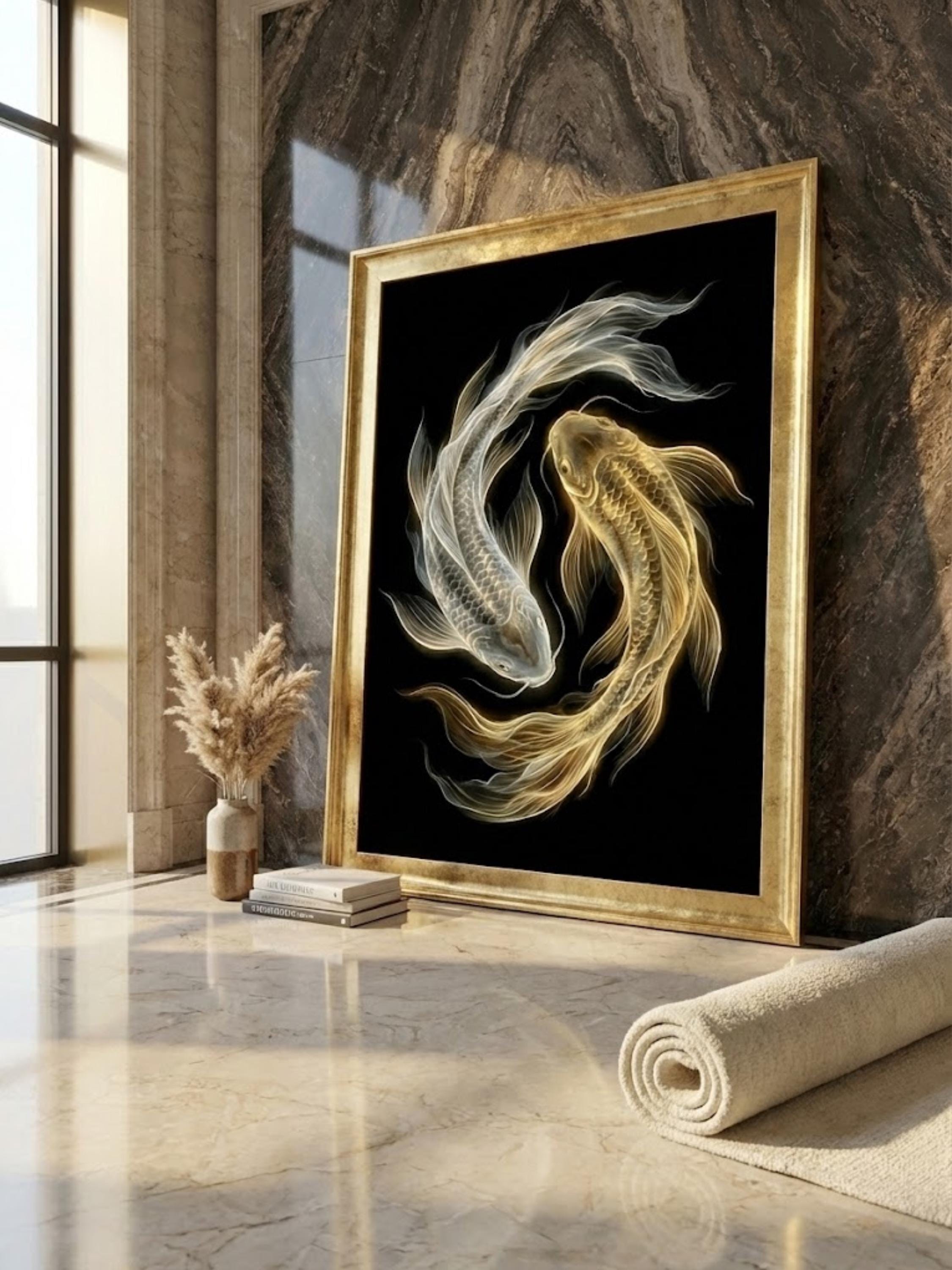 Yin Yang Koi Fish Art Print, Zen Feng Shui Decor (digital Download) - Etsy