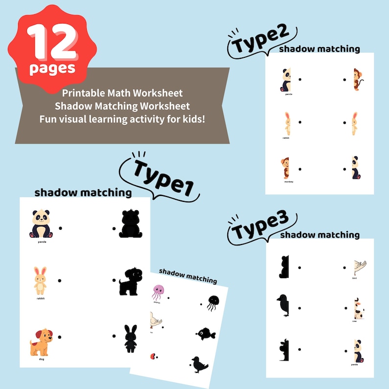 Shadow Matching Worksheet for Kids - Etsy