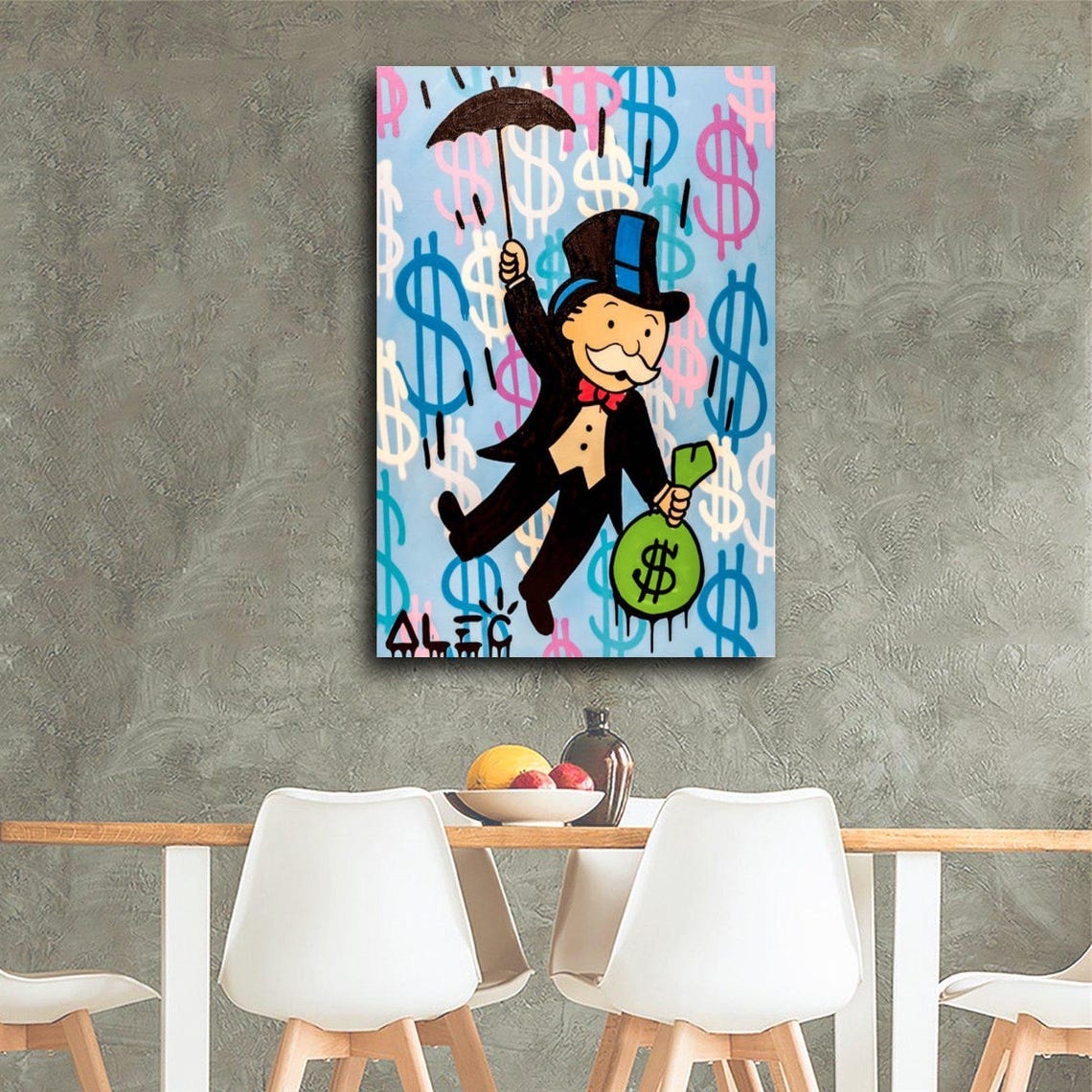 Money Bills Alec Monopolys Painting on Canvas Wall Art Poster Picture ...