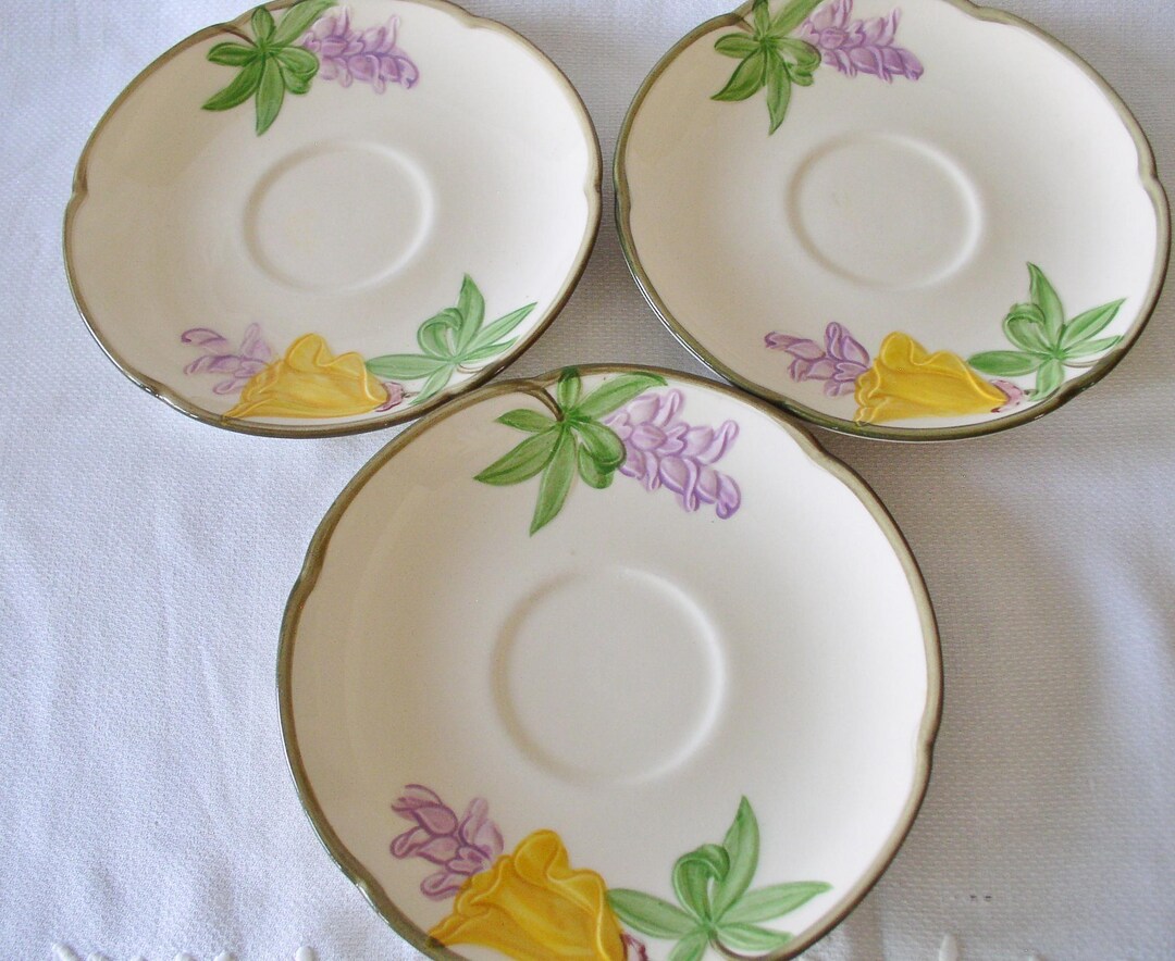 Franciscan Poppy - Saucers and Salad Dish .... California Pottery....3 ...