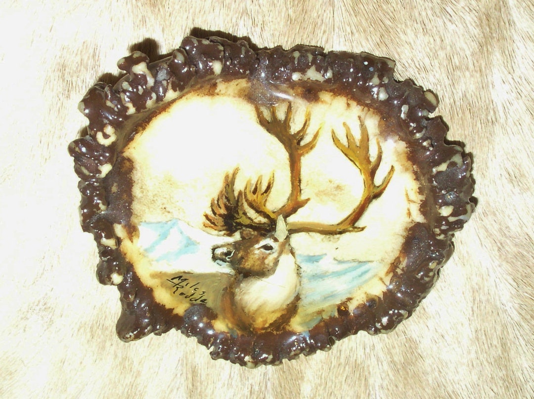 Elk Antler Burr Belt Buckle - Caribou ... Hand Made and Painted by ...