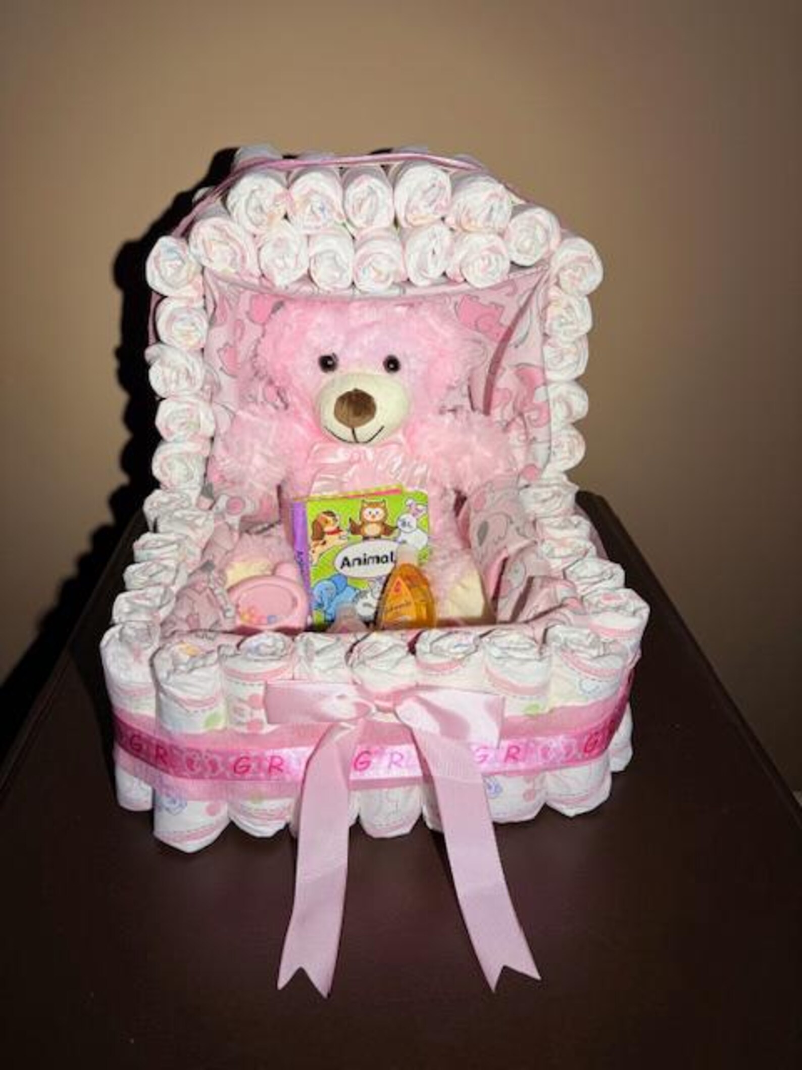 Custom Handmade Diaper Bassinet Baby Gift Set With Teddy Bear and ...