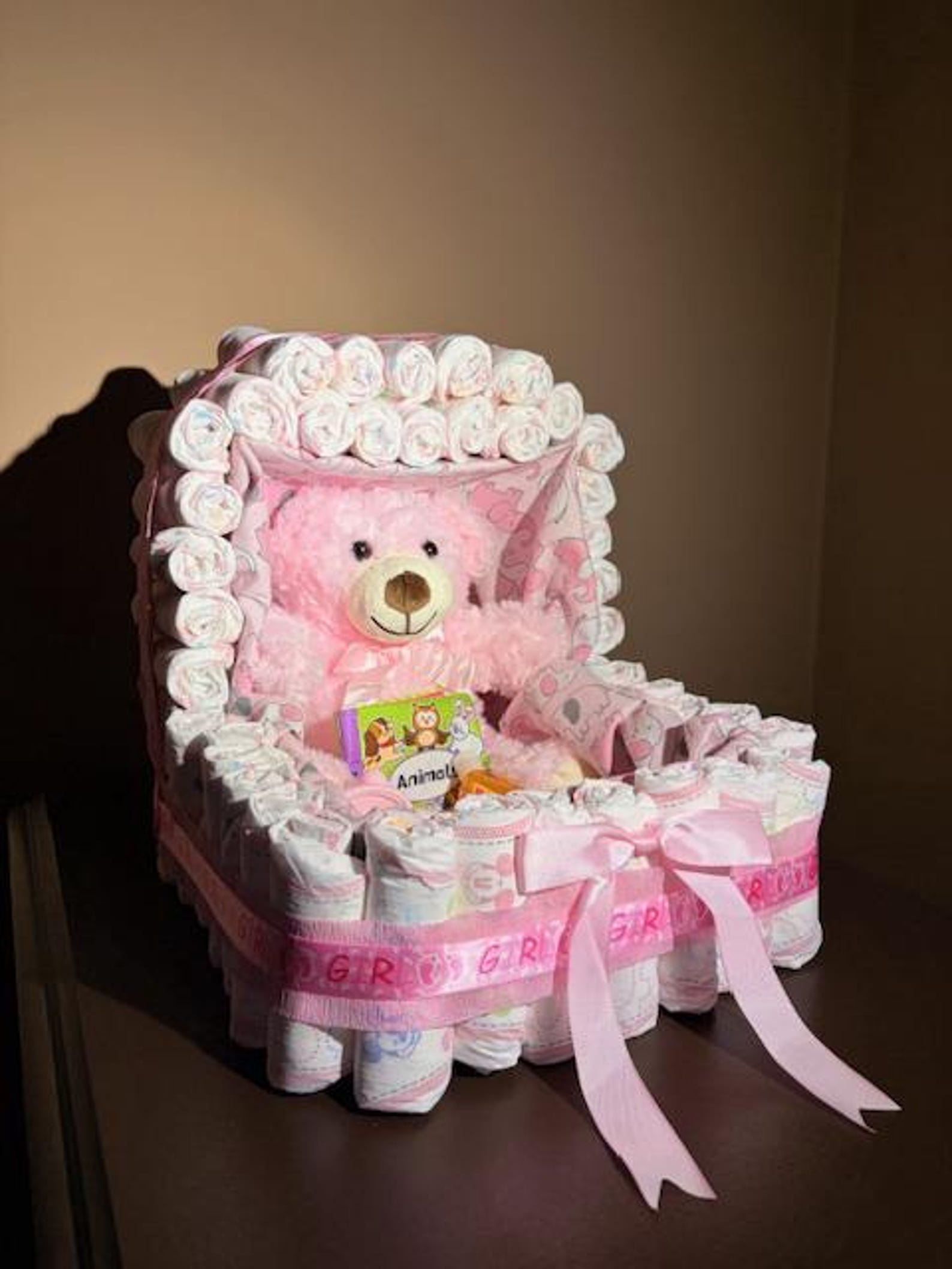 Custom Handmade Diaper Bassinet Baby Gift Set With Teddy Bear and ...
