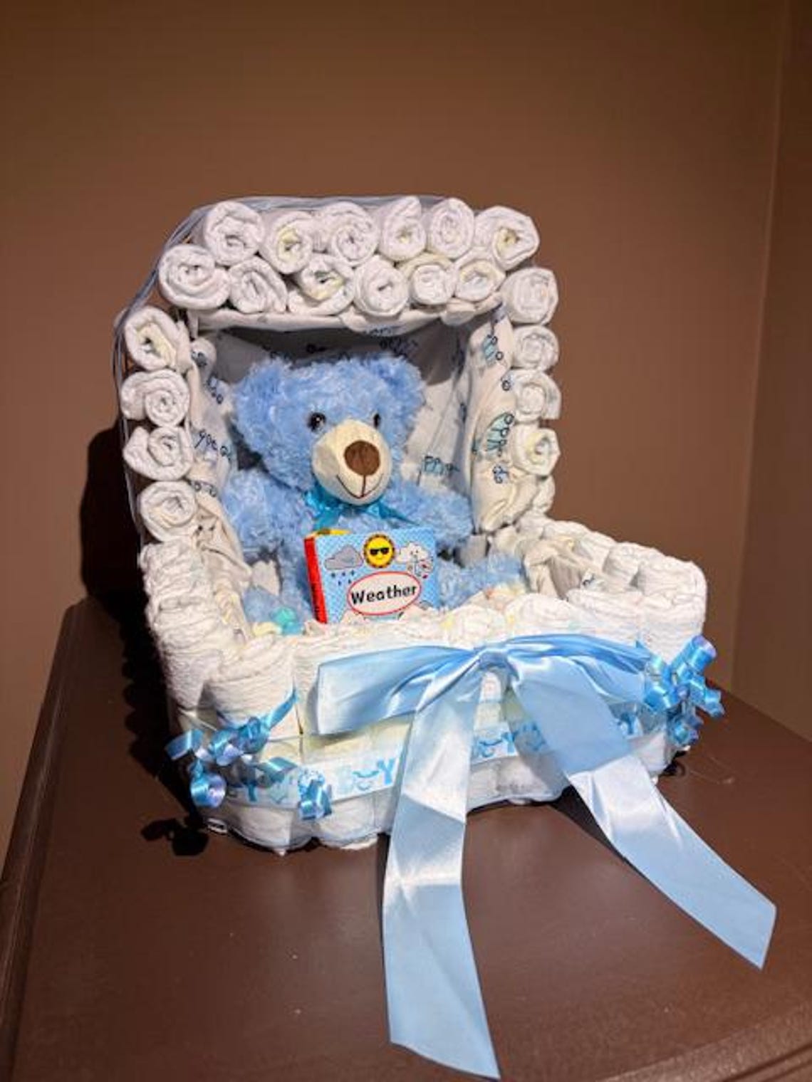Custom Handmade Diaper Bassinet Baby Gift Set With Teddy Bear and ...