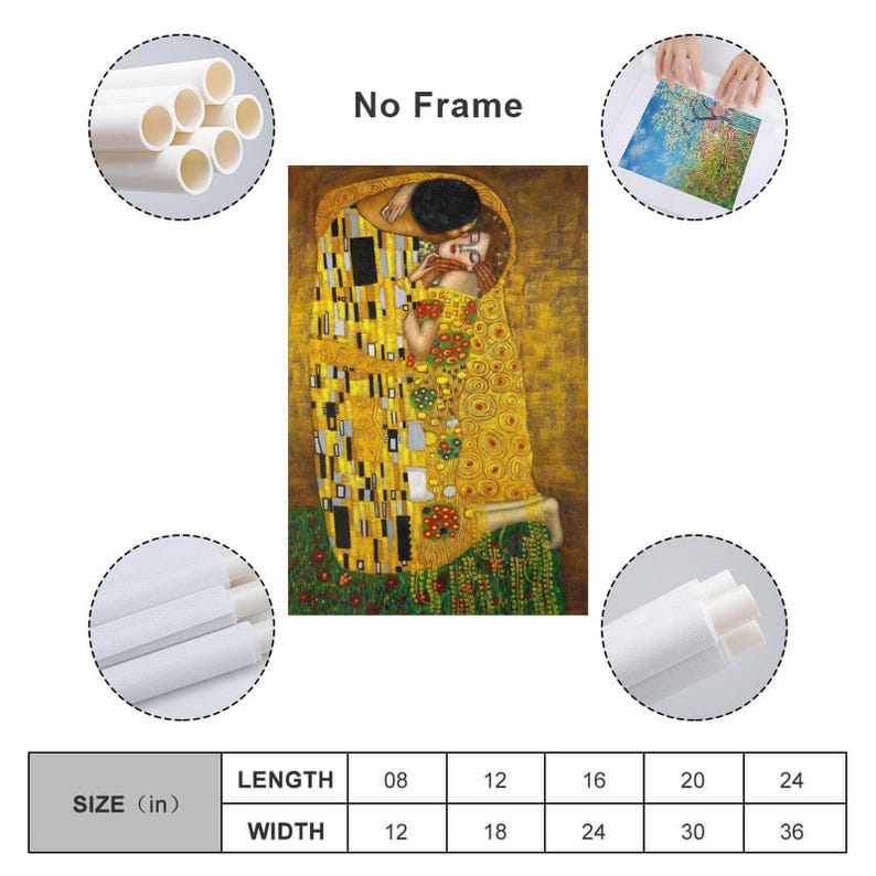 Gustav Klimt - the Kiss Painting on Canvas Wall Art Poster Picture ...