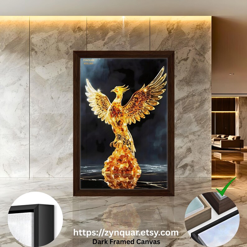 Gold Phoenix Wall Art - Arabic Style Framed Print, Luxury Decor - Etsy