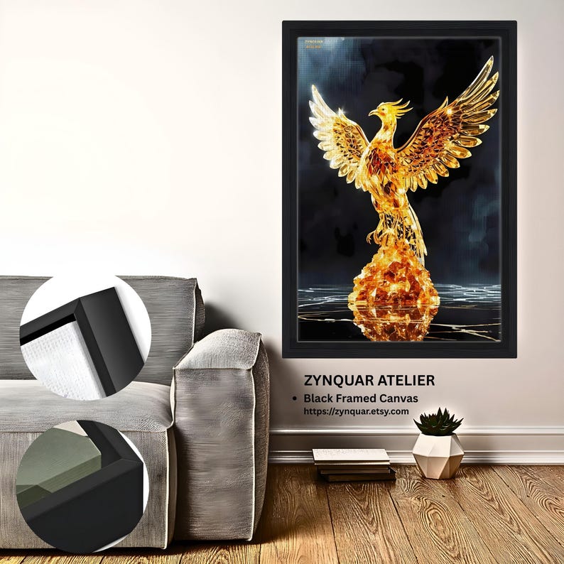 Gold Phoenix Wall Art - Arabic Style Framed Print, Luxury Decor - Etsy