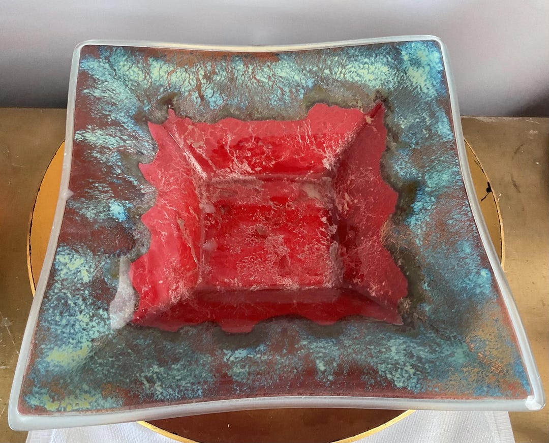 Reversed Painted Square Glass Dish Art Studio Glass Home Decor - Etsy