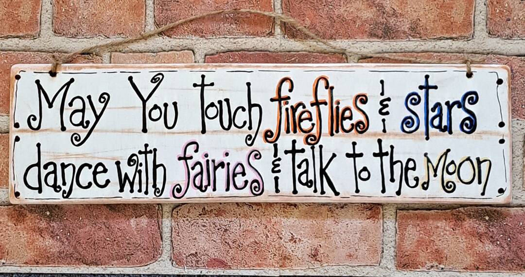 Hand Painted Fairies & Fireflies Wood Sign: Inspirational Whimsical ...