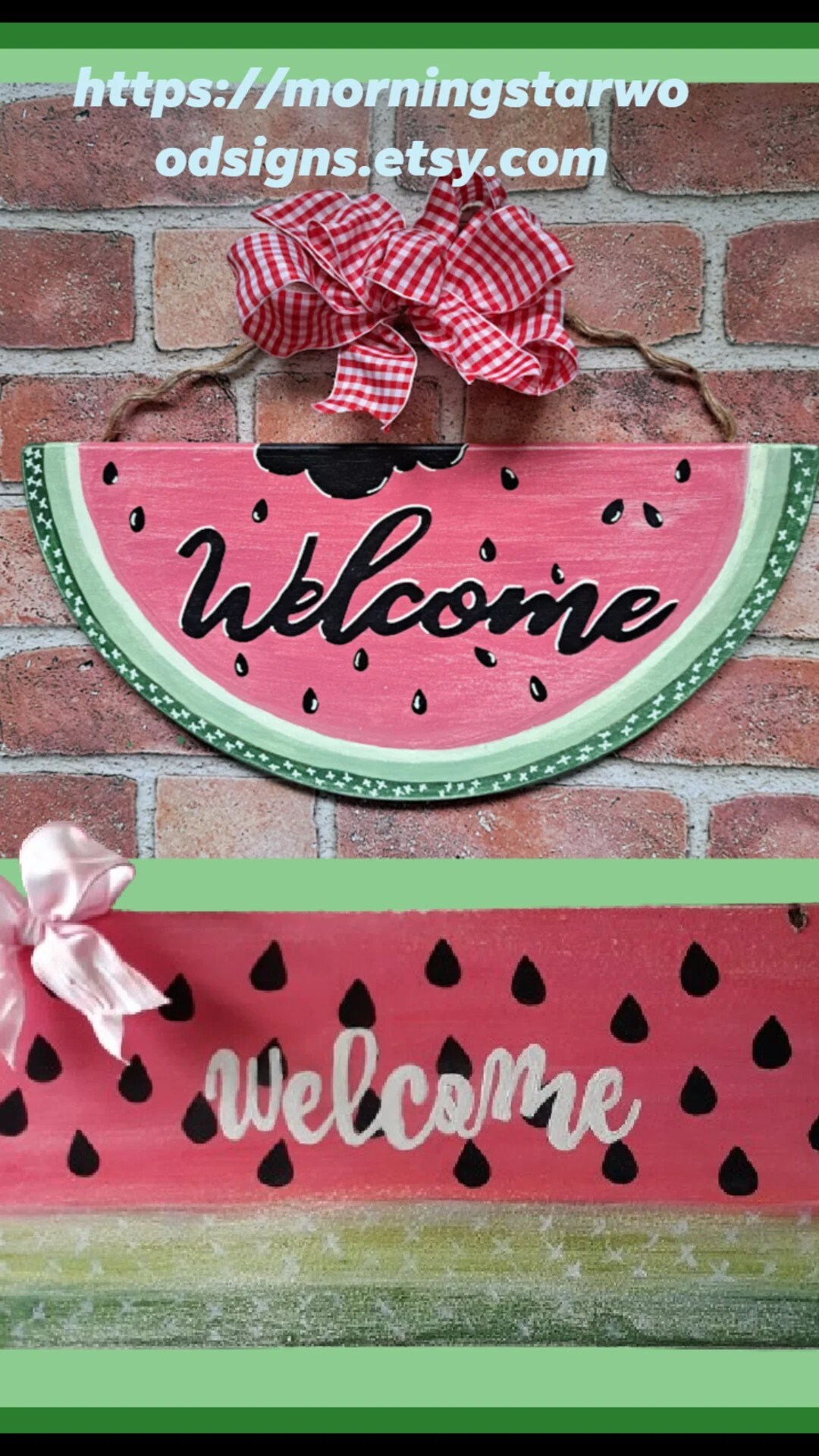 Watermelon, Slice, Welcome, Watermelon Welcome, Hand Painted, Handmade ...