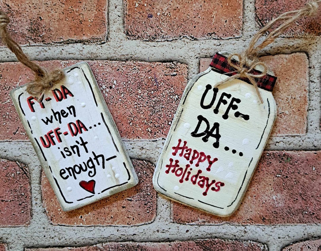 Handmade 'uff-da' Wood Christmas Ornament: Norwegian Norse Gift - Etsy