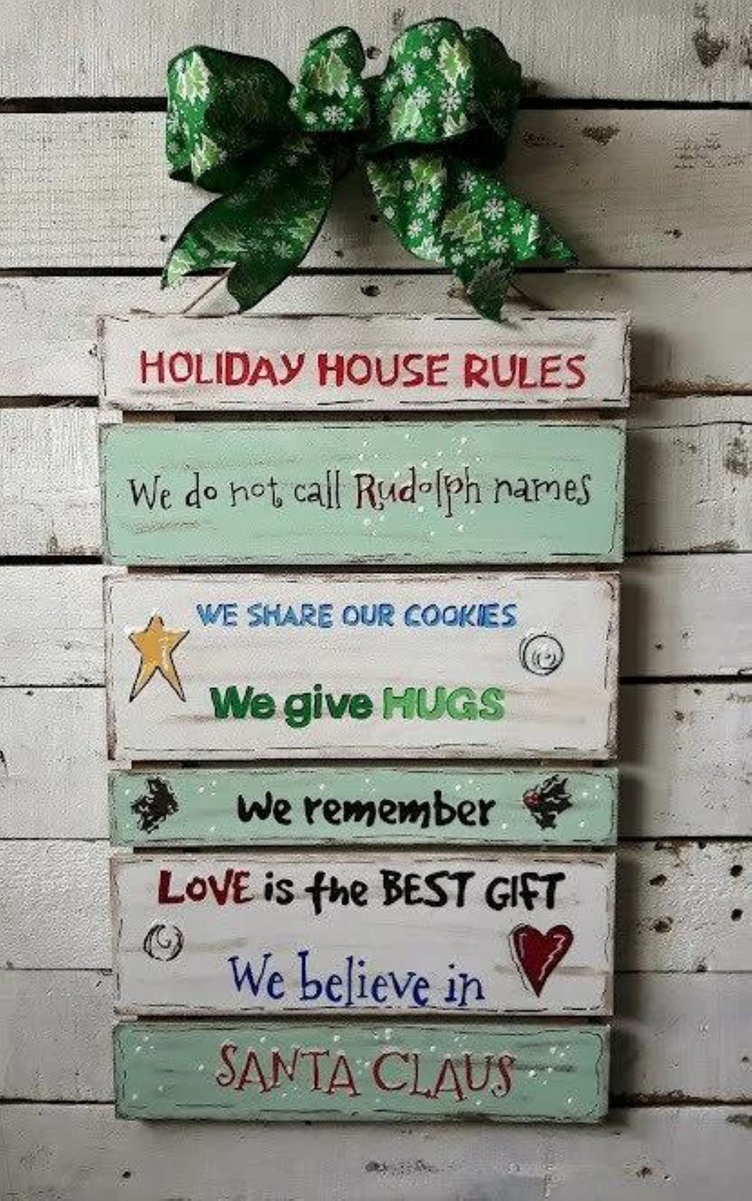 Hand-painted Holiday House Rules Wood Sign, Christmas Decor - Etsy
