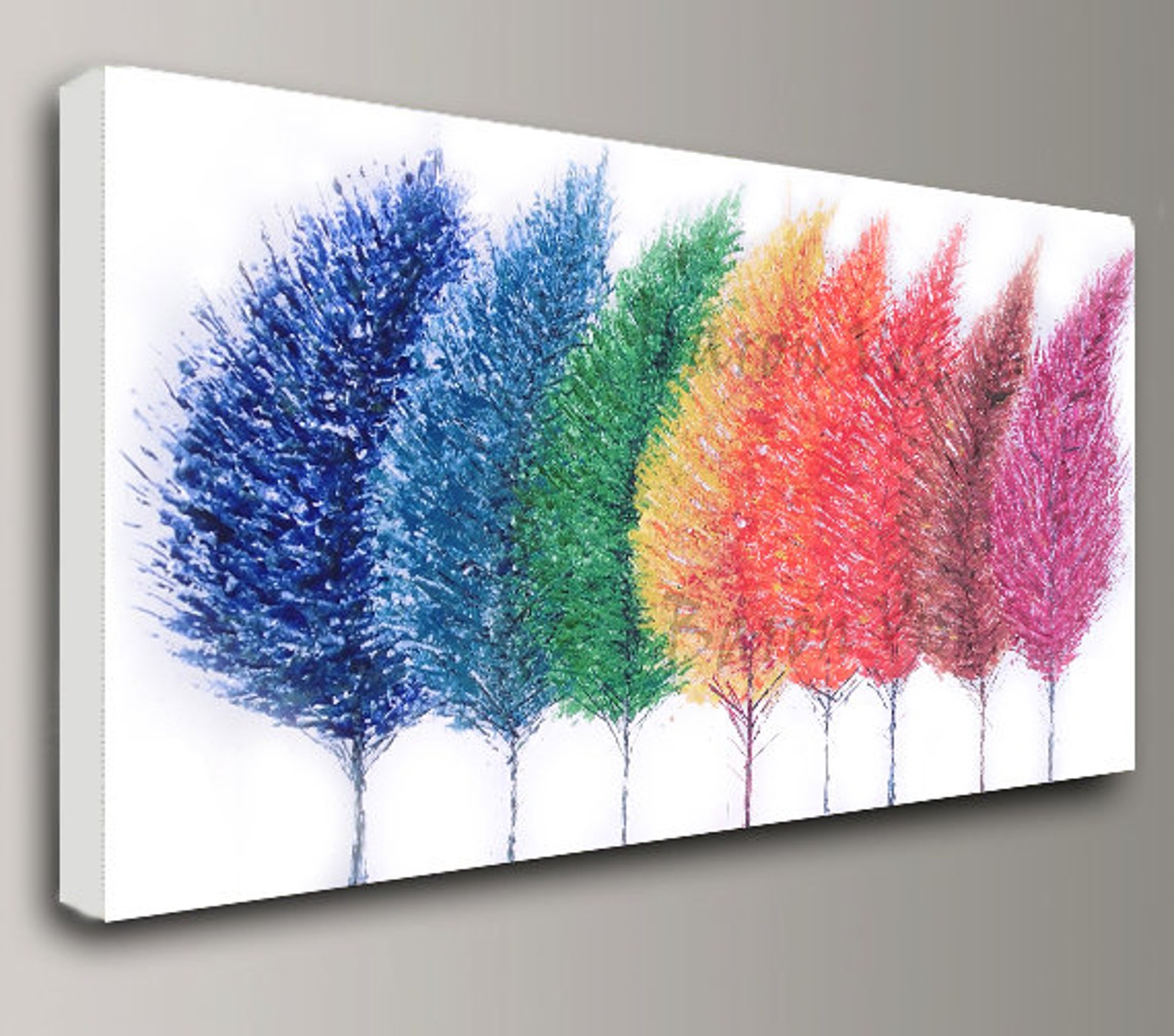 Abstract Painting Rainbow Acrylic Art Large Canvas Original - Etsy