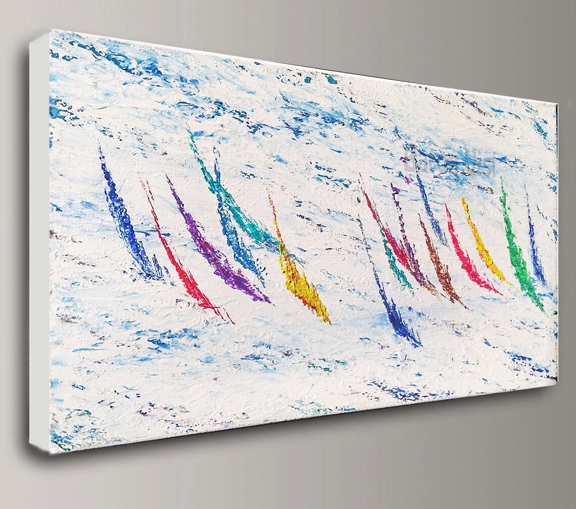 Abstract Painting Acrylic Painting Sailing Boats Large Canvas - Etsy