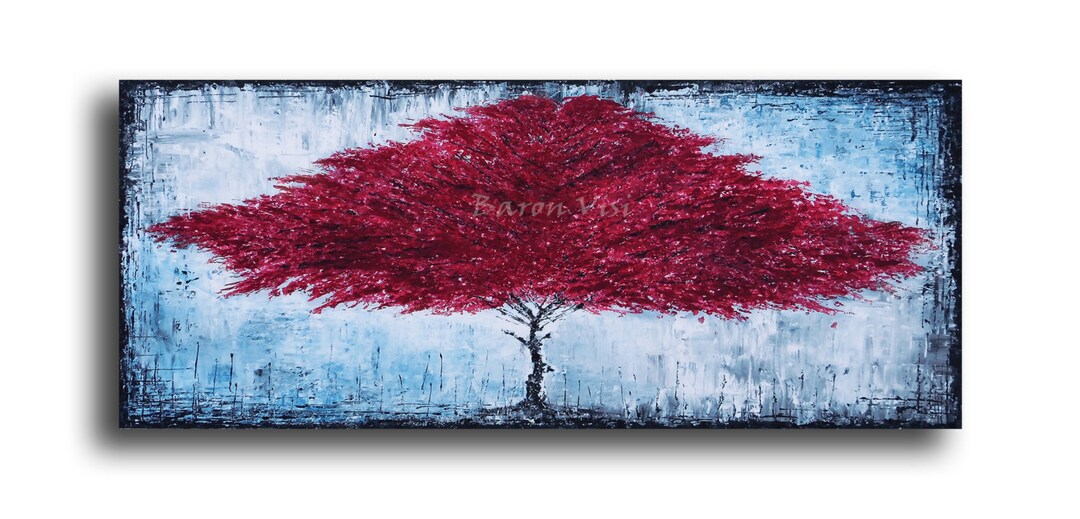 Red Abstract Acrylic Painting Home Office Interior Bedroom - Etsy Israel