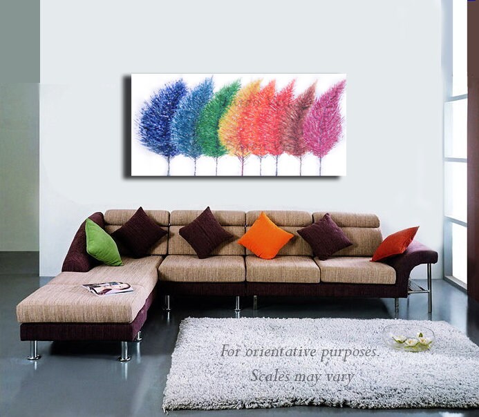 Abstract Painting Rainbow Acrylic Art Large Canvas Original - Etsy