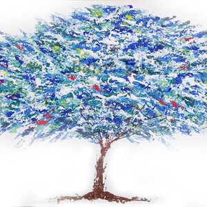 Abstract Painting Acrylic Tree Blue Wall Art Tree Home Office - Etsy UK