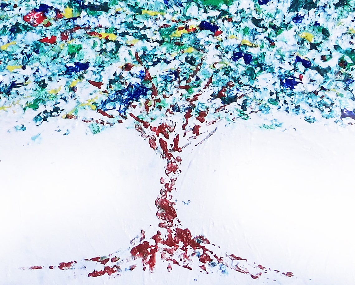 Abstract Painting Acrylic Painting Tree Green Large Canvas - Etsy