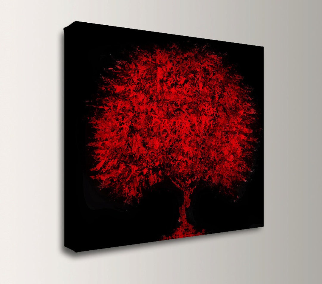 Red Painting Black Art Acrylic Abstract Painting Large Wall - Etsy