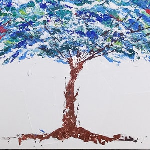 Abstract Painting Acrylic Tree Blue Wall Art Tree Home Office - Etsy UK