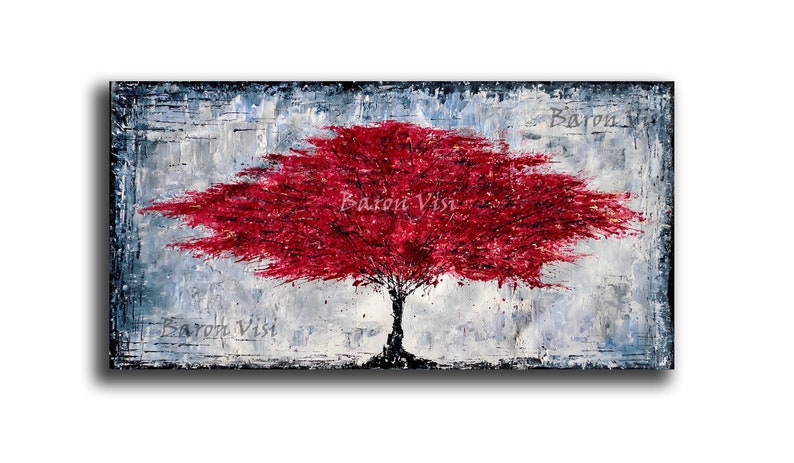 Acrylic Painting Abstract Painting Art Painting Red Tree Wall - Etsy