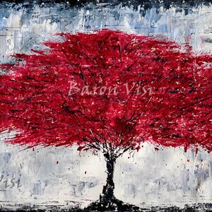 Acrylic Painting Abstract Painting Art Painting Red Tree Wall - Etsy