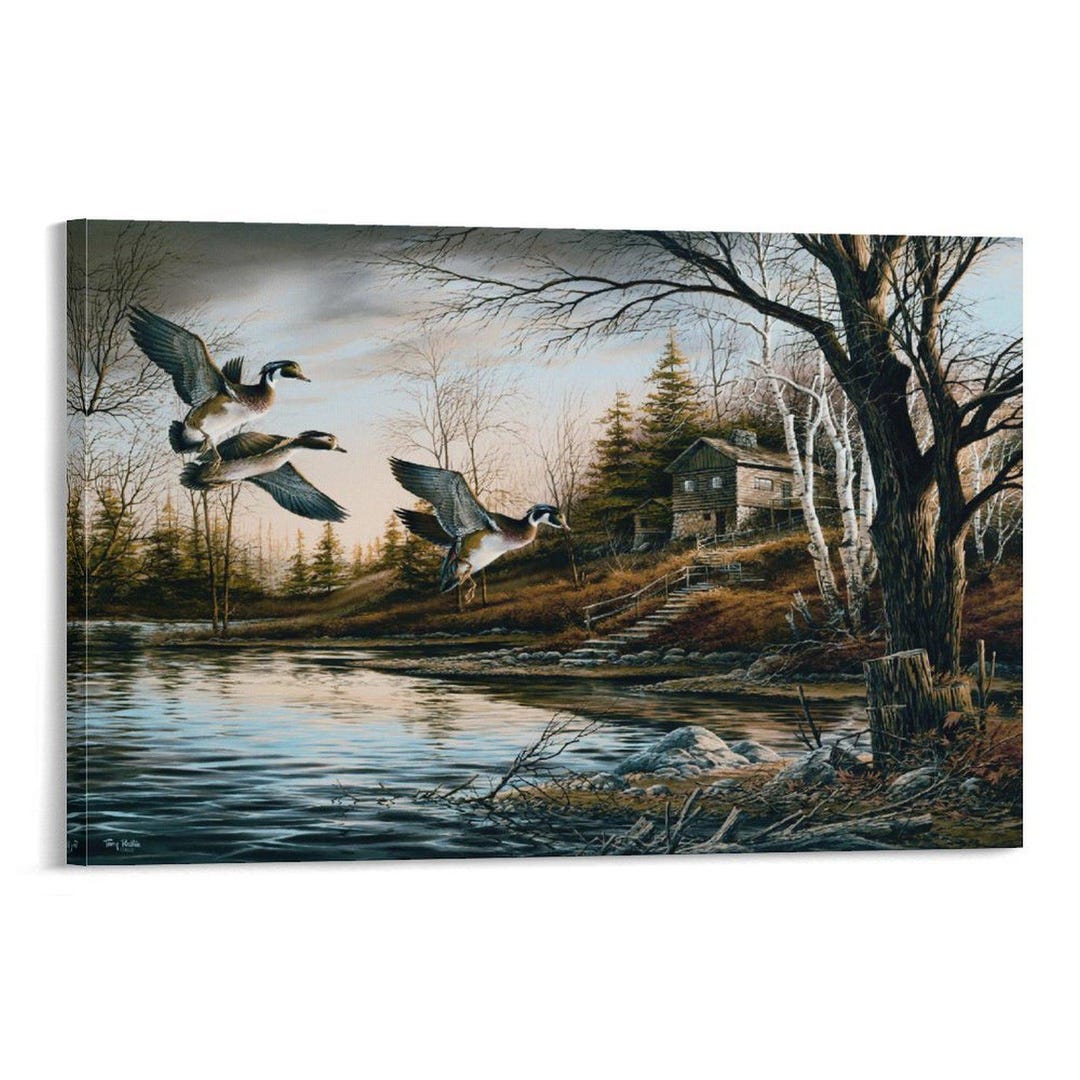 Backwoods Cabin by Terry Redlin Painting on Canvas Wall Art Poster ...